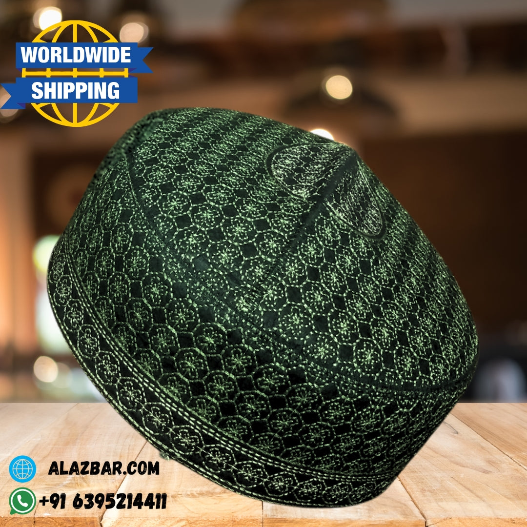 Al Taj Series GREEN Muslim Namaz Cap in 2 Sizes (53 & 54 ) – By AL-AZB ...