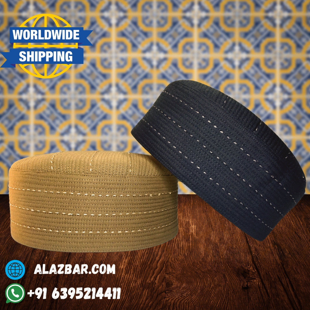 LABEEB Muslim Namaz Cap In 2 Colour's | DARK GREY & GOLDEN | Premium K ...
