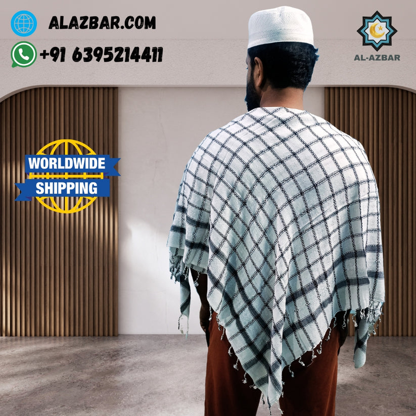 White Shemagh with Black Check | Classic Muslim Scarf Rumaal by AL-AZB ...