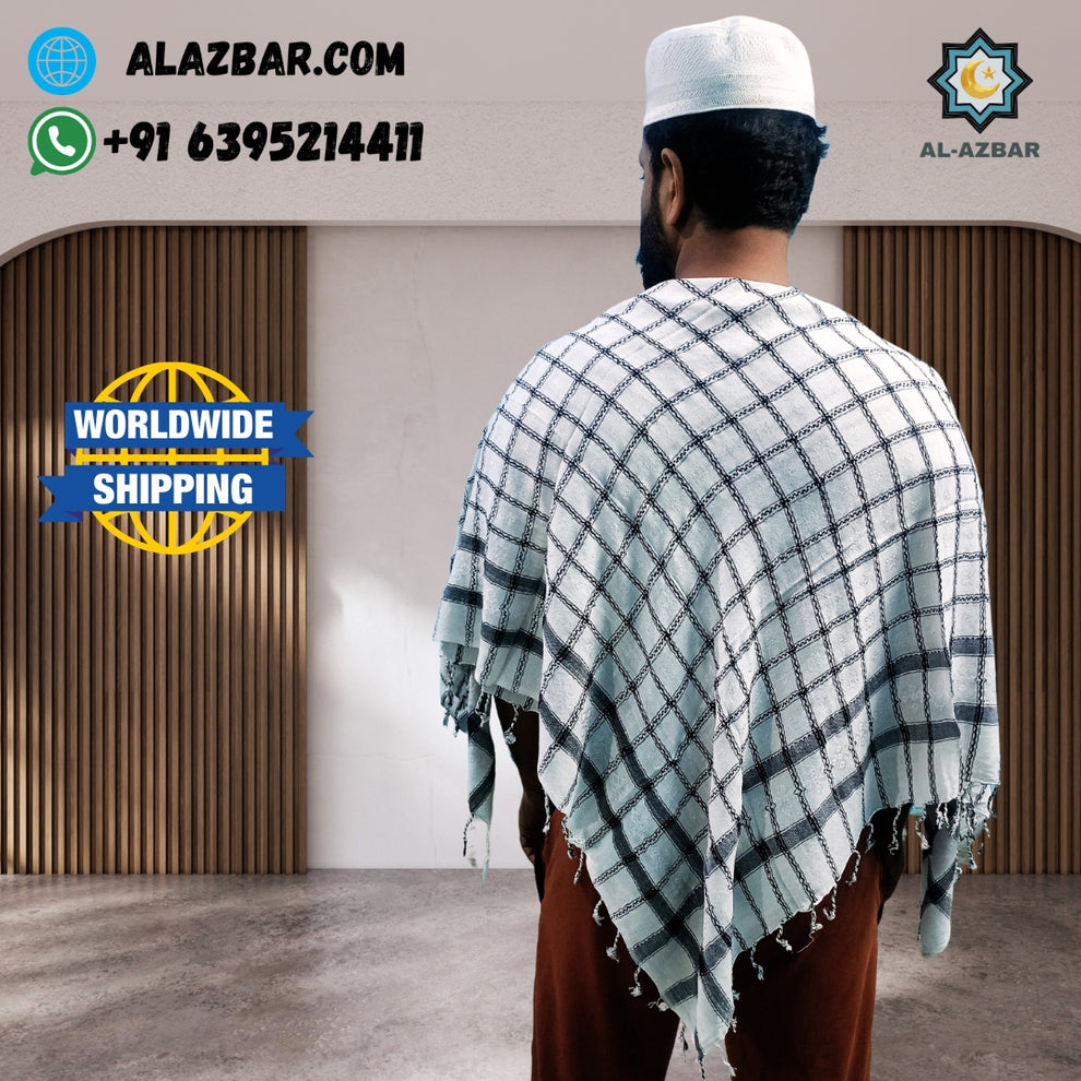 White Shemagh with Black Check | Classic Muslim Scarf Rumaal by AL-AZB ...